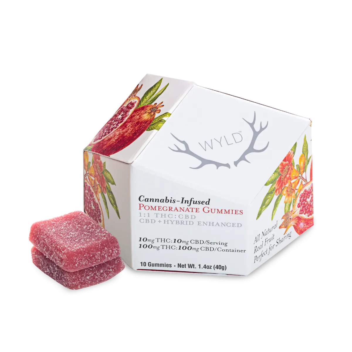 Pomegranate 1:1 CBD + Hybrid Enhanced Gummies .1g Edibles | Wyld