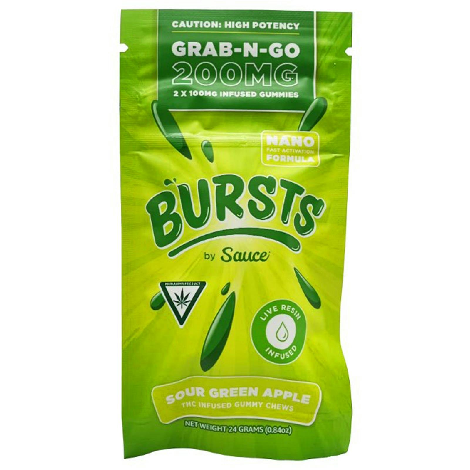 SAUCE BURSTS | SOUR GREEN APPLE - LIVE RESIN GUMMIES | 200MG | Edibles ...