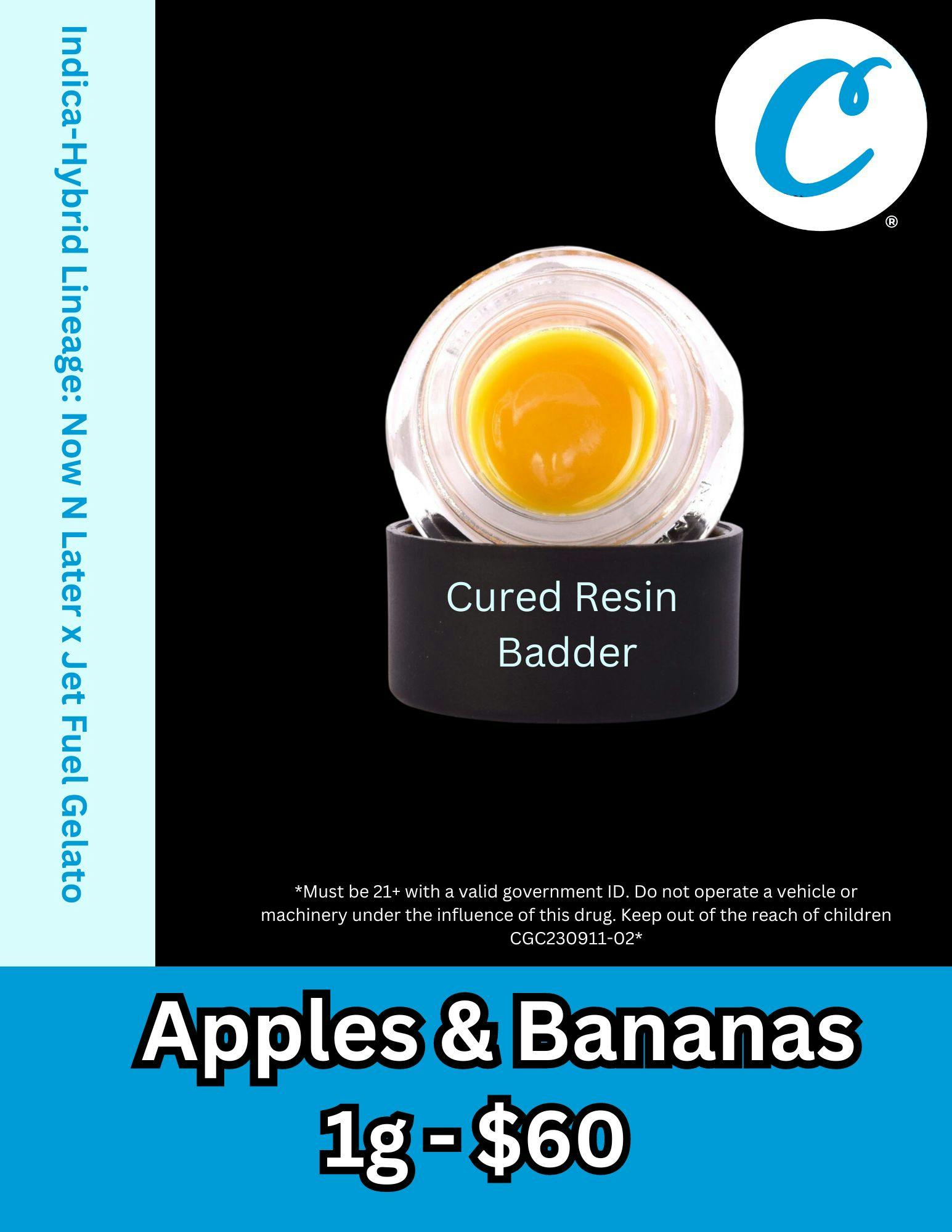 Cookies Apples & Bananas Cured Resin Badder - Country Grown Cannabis