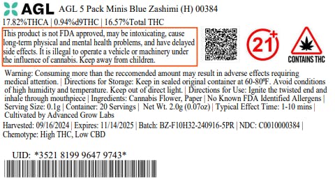 Blue Zashimi Minis 2g (5-Pack | 0.4g Each) (00384) | Curaleaf