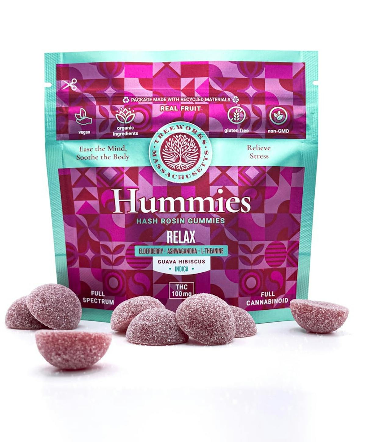 Guava Hibiscus Relax | 100mg Hash Rosin Gummies | 1g Edibles | Hummies ...