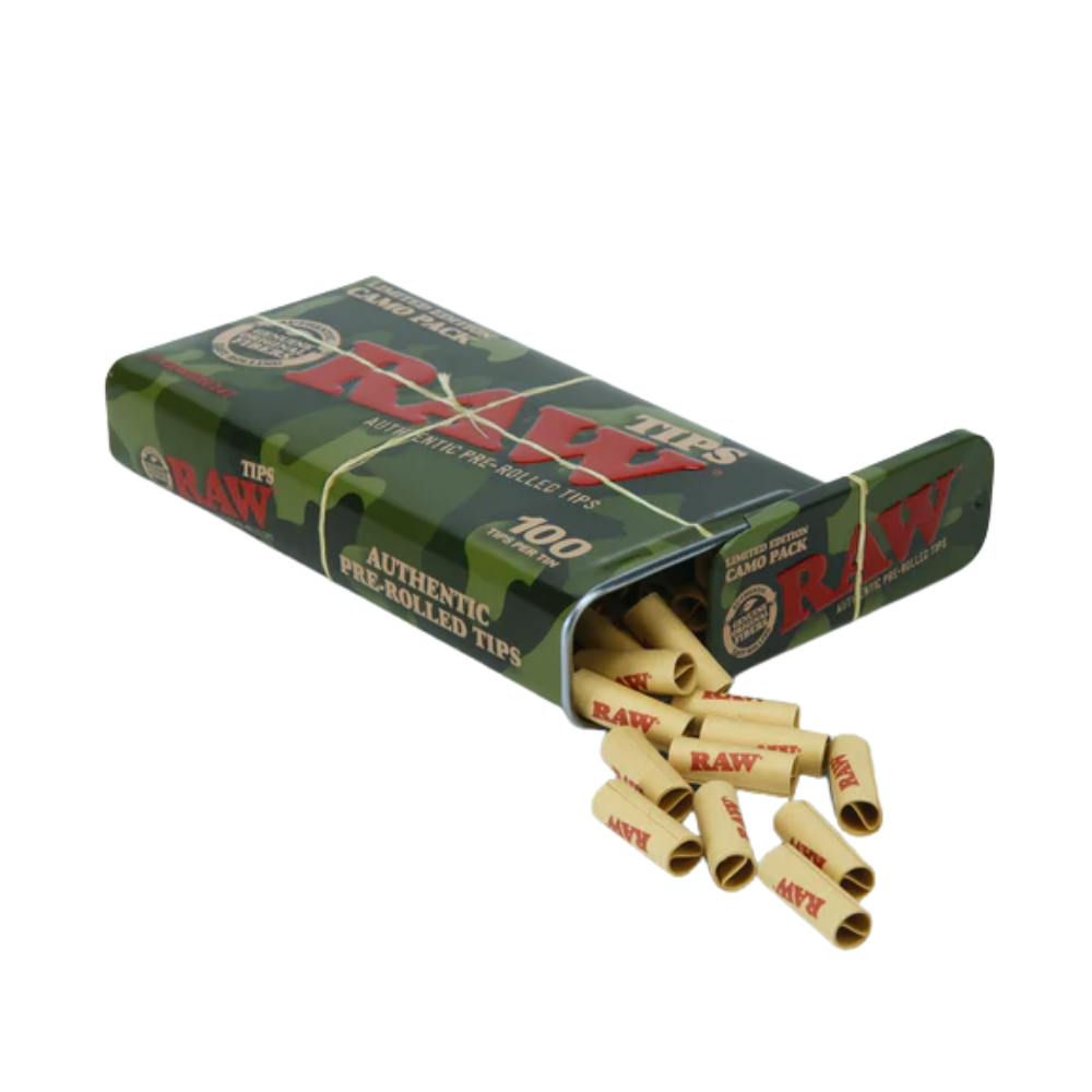 RAW - Pre-Rolled Tips - Limited Edition Camo Tin - 100pk | Sessions ...