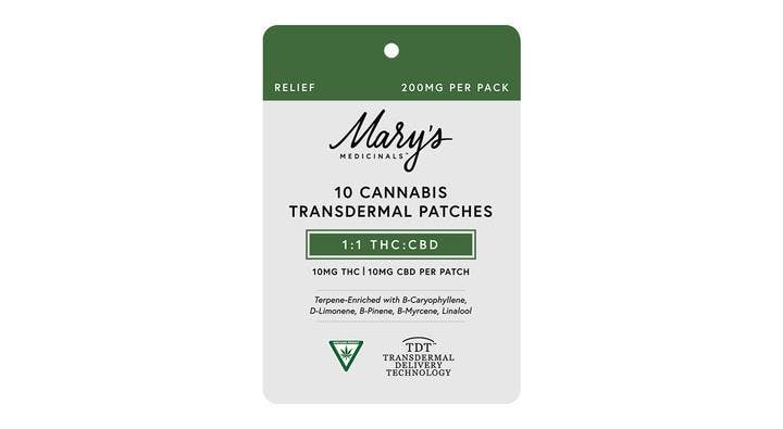 Mary's Medicinals | Transdermal Patches Relief | 1:1 THC:CBD 10pk ...