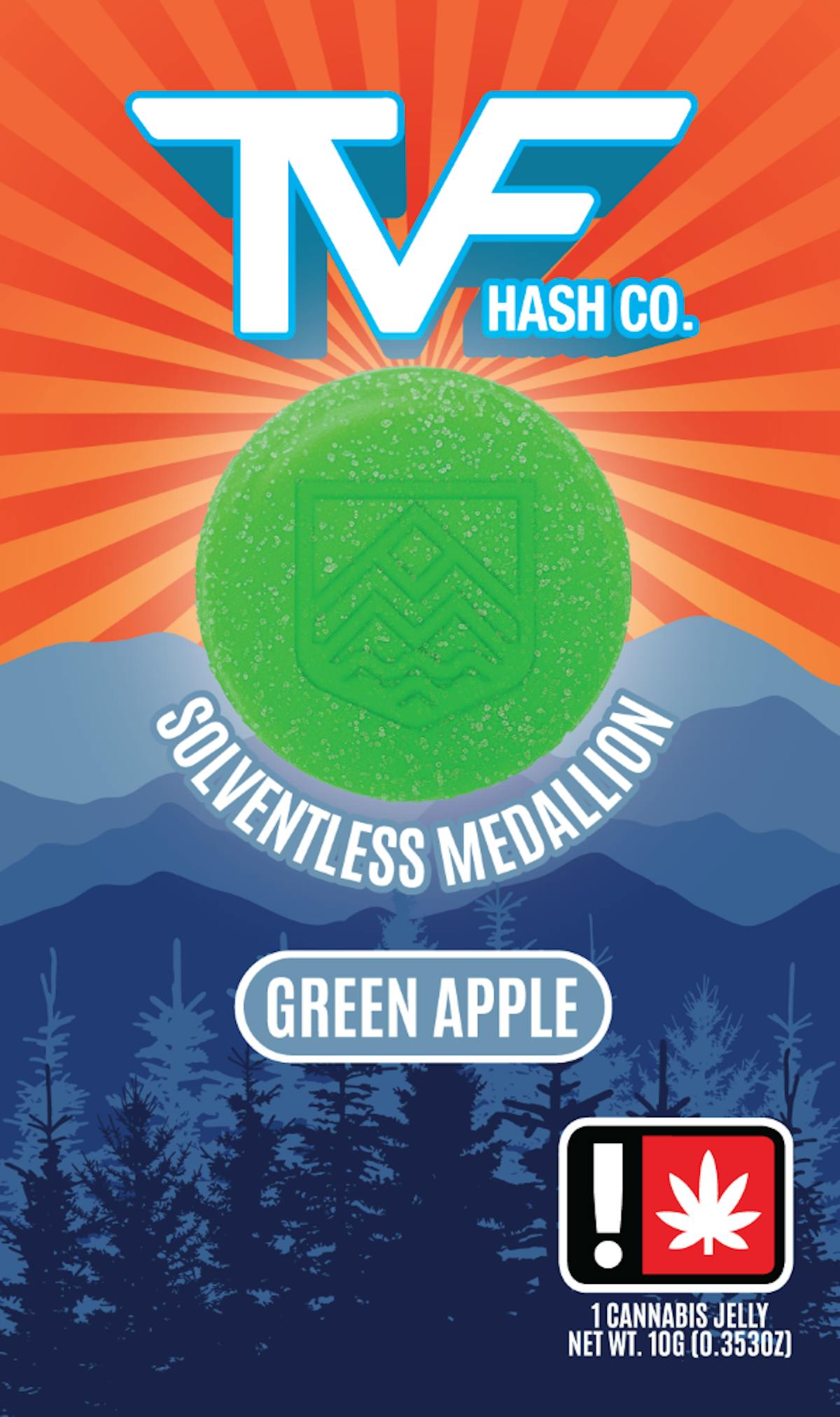 TVF Hash Co. 100mg GREEN APPLE Solventless Medallion Single Jelly 10g ...