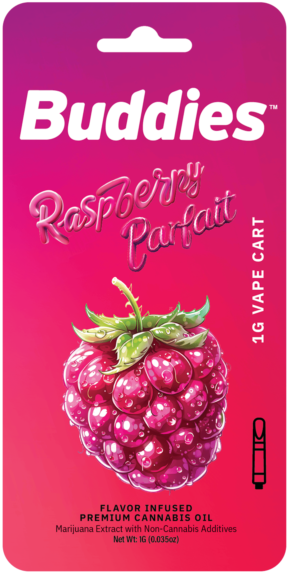 Buddies 1g RASPBERRY PARFAIT Distillate Vape Cartridge 1g Vaporizers