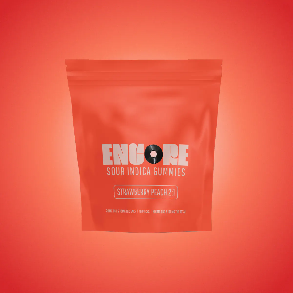 Sour Strawberry Peach 2:1 CBD:THC Gummies [10pk] 100mg .1g Edibles ...