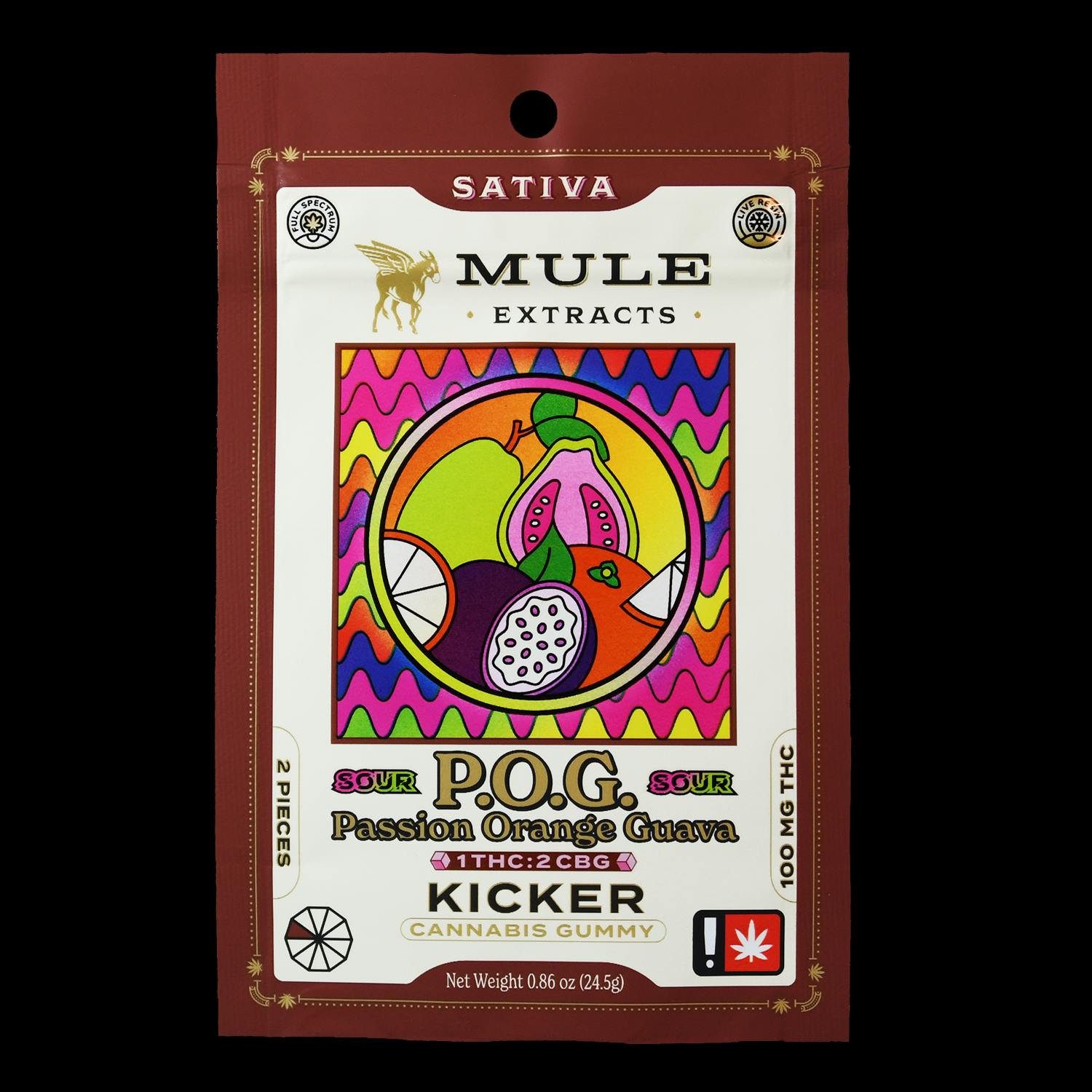 Mule 100mg 1:2 THC:CBG Full Spectrum SOUR POG Sativa Kicker 2pk 24.5g ...