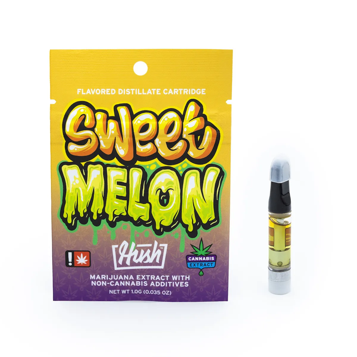 Hush 1g SWEET MELON Flavored Distillate Cartridge 1g Vaporizers | Hush