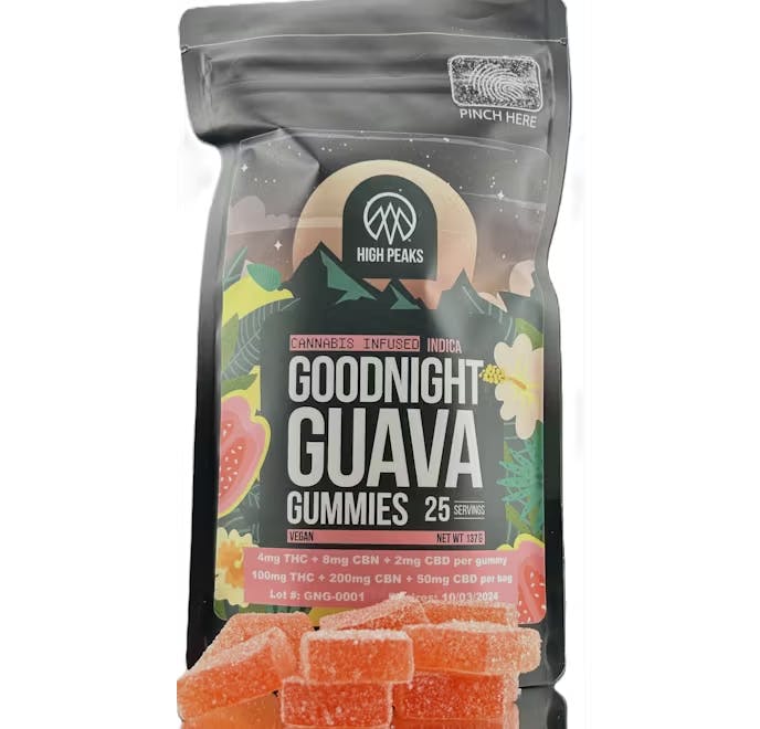 High Peaks | Gummy | Goodnight Guava | 100mg 25pk .1g Edibles | High ...