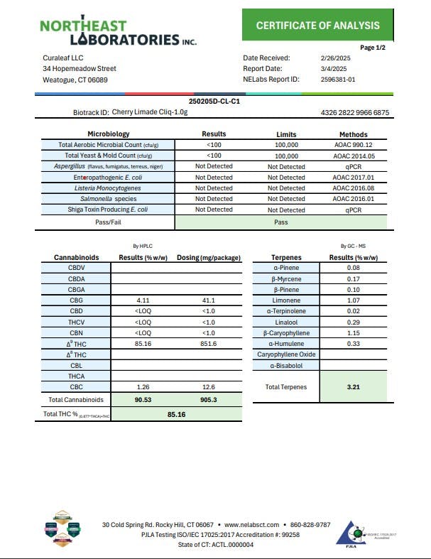 Select Cliq Elite Pod Cherry Lime A (S) 00568 | Curaleaf