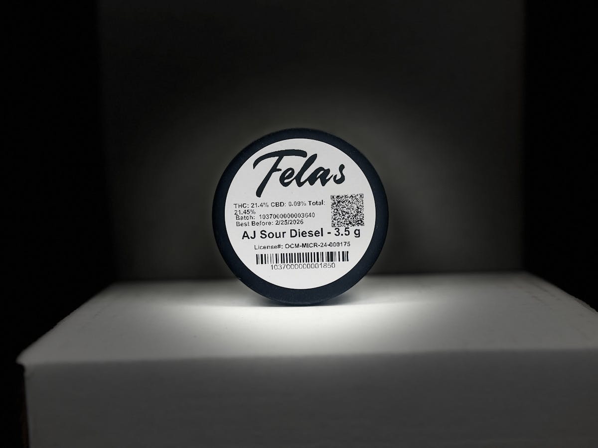Felas AJ Sour Diesel Flower Jar - ZenZest - Felas AJ Sour Diesel Flower ...