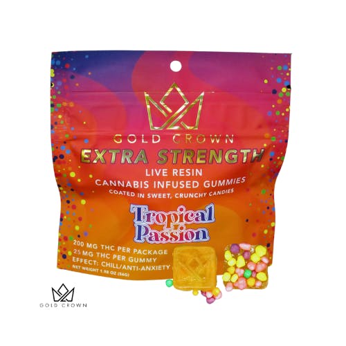Gold Crown 200mg Live Resin Gummies Nerds Tropical Passion