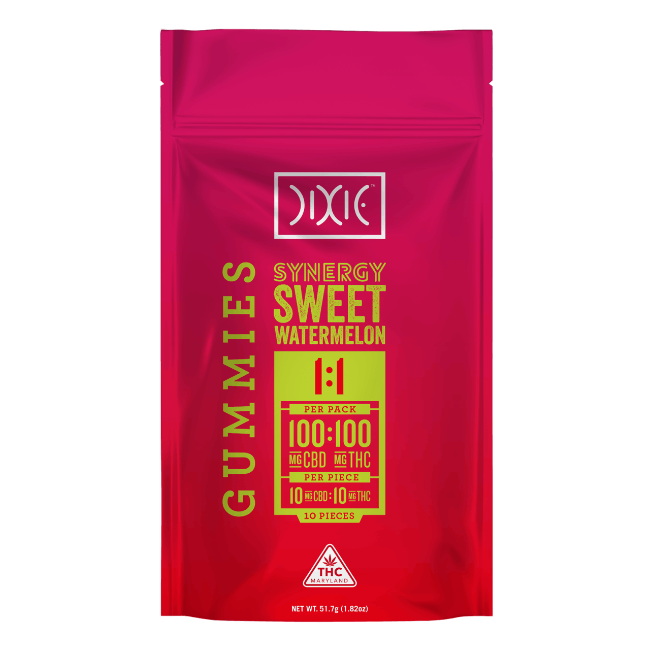 Shop Dixie Synergy Sweet Melon Gummies 1:1 (THC:CBD) 10mg 10pk | 100mg ...