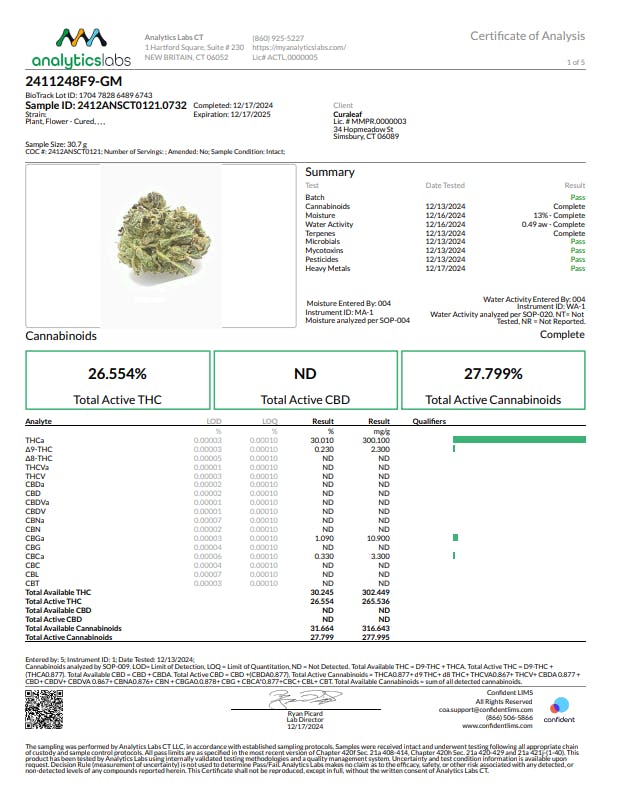 Curaleaf Whole Flower GMO (H) 00432 | Curaleaf