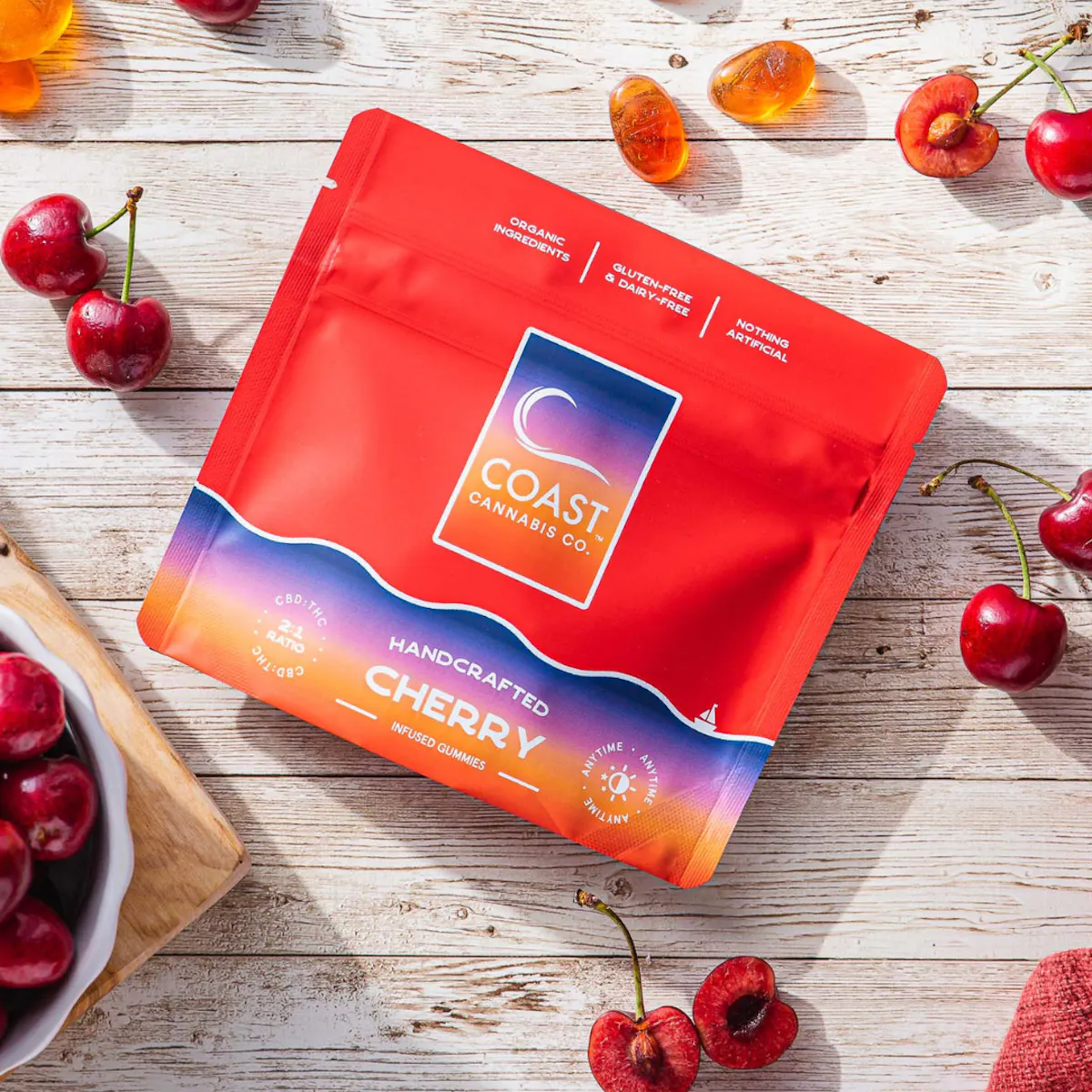 RELAX | Cherry Gummies | 10mg CBD: 5mg THC 100mg .1g Edibles | COAST ...