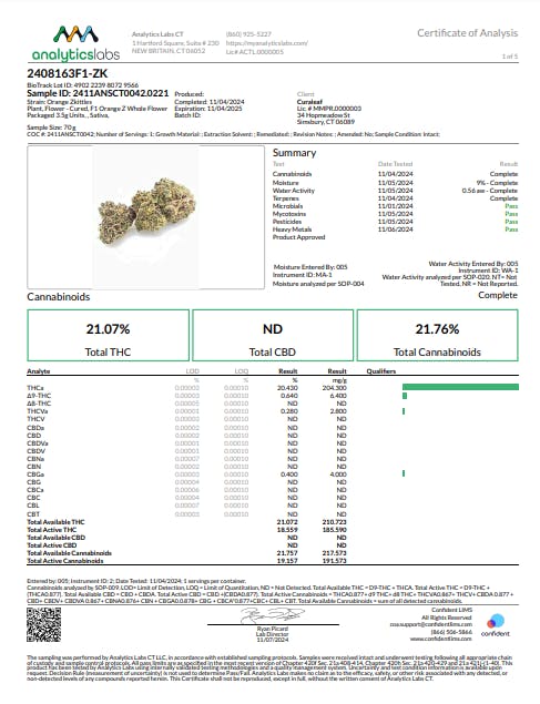 Curaleaf Whole Flower Orange Z (S) 00294 | Curaleaf