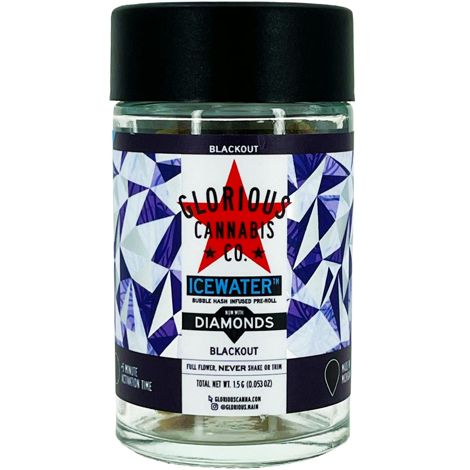 Glorious Cannabis Co. | Black Out Diamond Bubble Hash Infused Pre-Roll 3pk | 1.5g | Pre Rolls ...