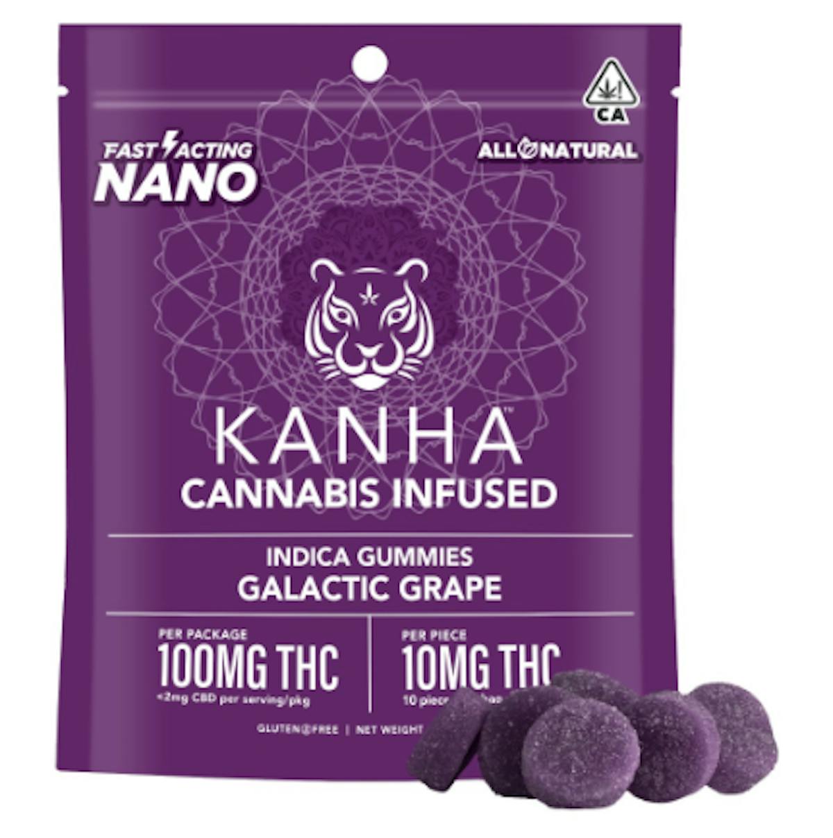 Kanha Galactic Grape Nano Gummies 100mg 10pk .1g Edibles | Kanha