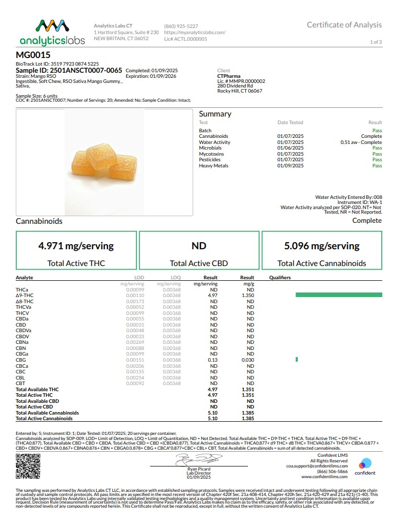 Encore Mango RSO Gummies T99.4mg S 25480 | Curaleaf