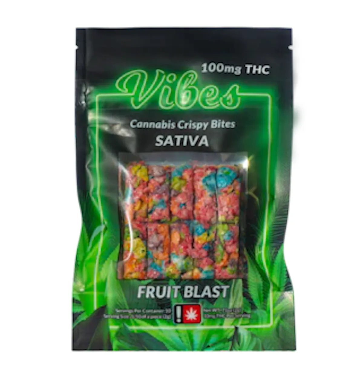 Vibes 100mg FRUIT BLAST Sativa Cannabis Crispy Bites 20g Edibles | Vibes