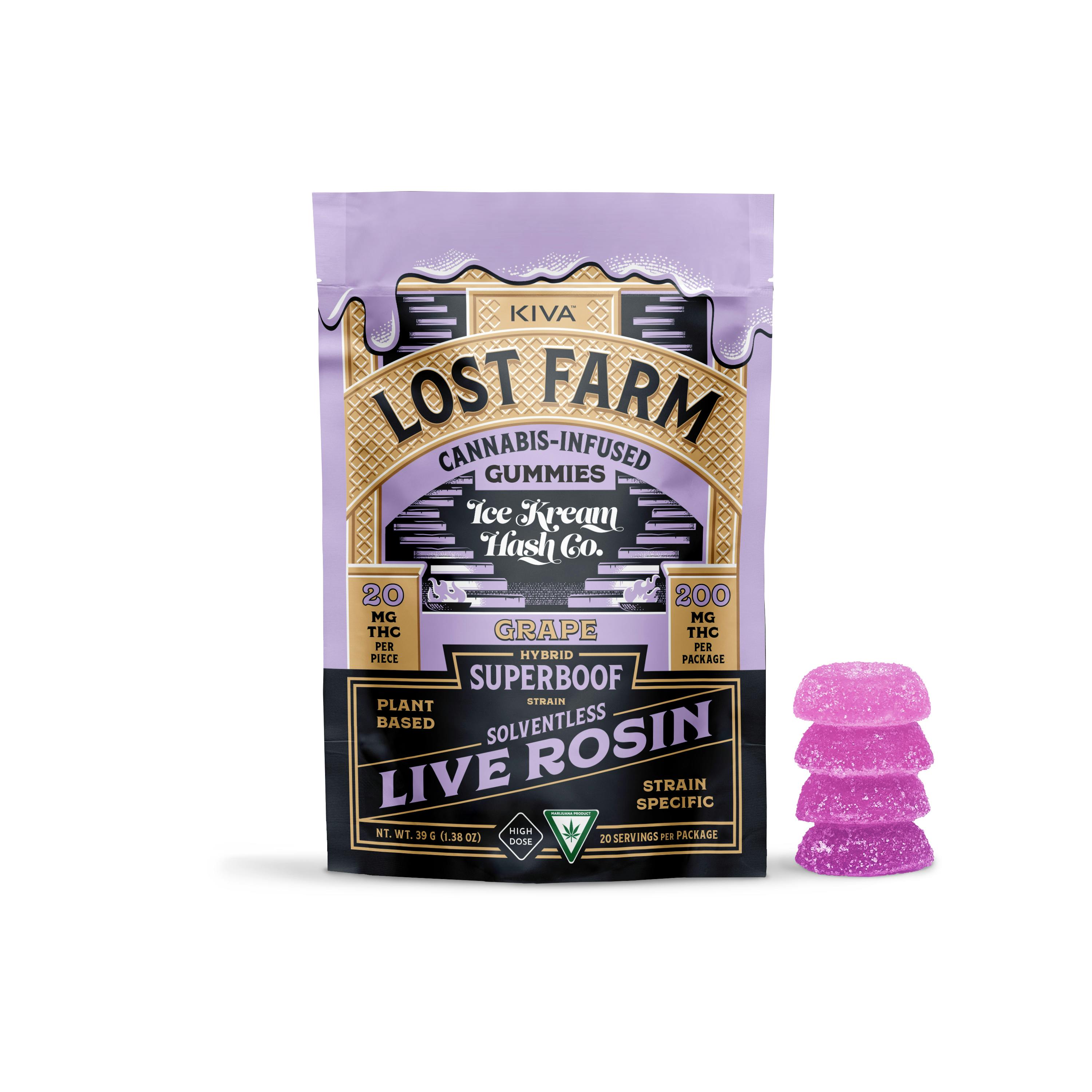 Lost Farm x Ice Kream Hash Co. | Grape (Super Boof) Live Rosin Gummies ...