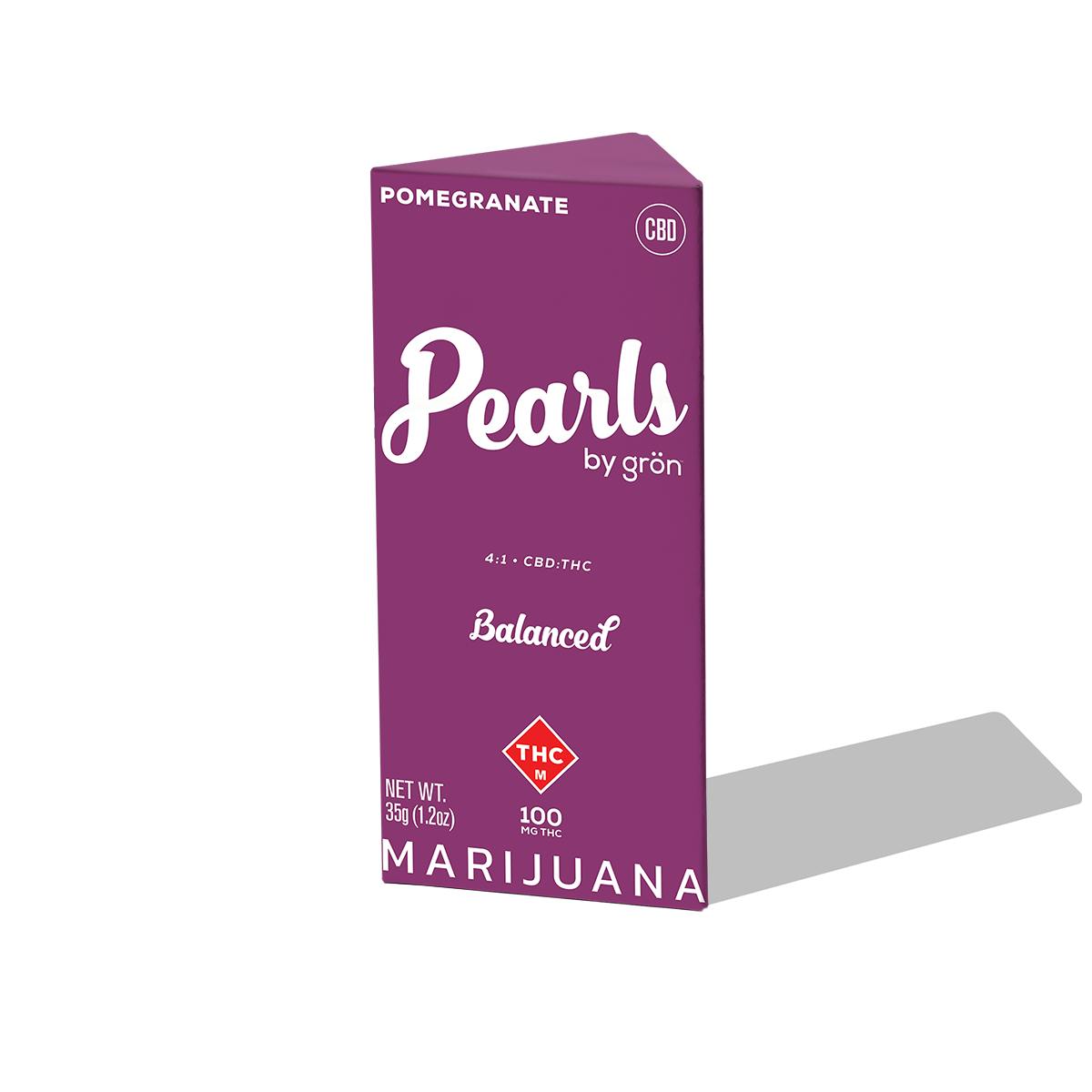 4:1 Pomegranate Pearls – CBD/THC – Balanced 100mg Edibles | Gron