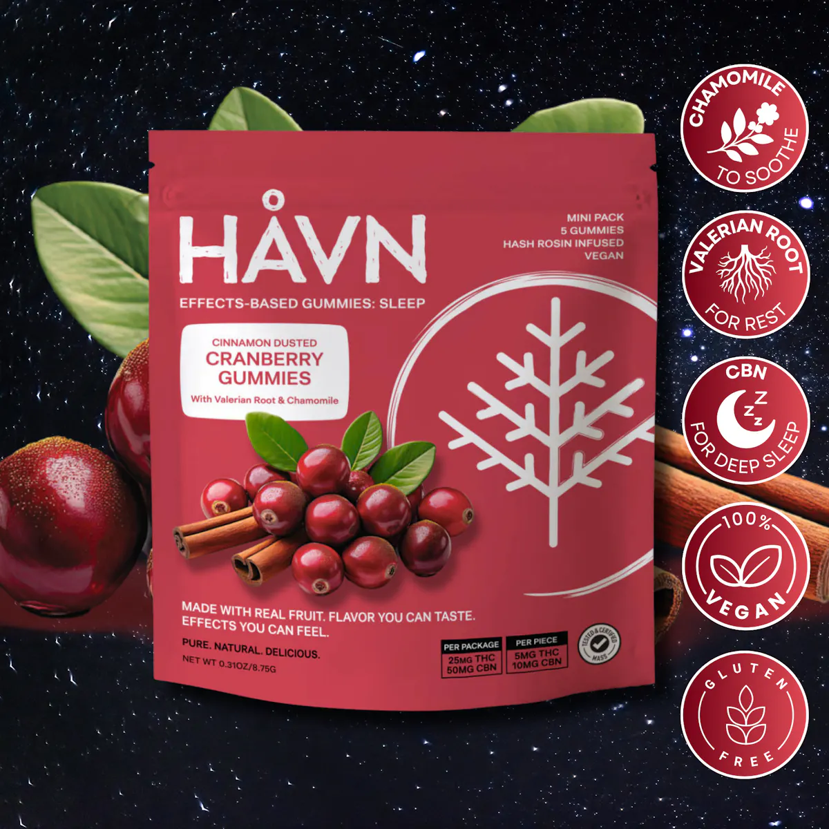 HAVN – Effects Based Gummies Mini 5-Pack – Cinnamon Cranberry SLEEP 2:1 ...
