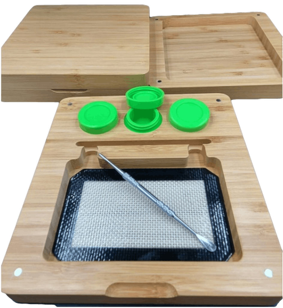 7"x7.5" Bamboo Rolling Tray Box Set | Curaleaf