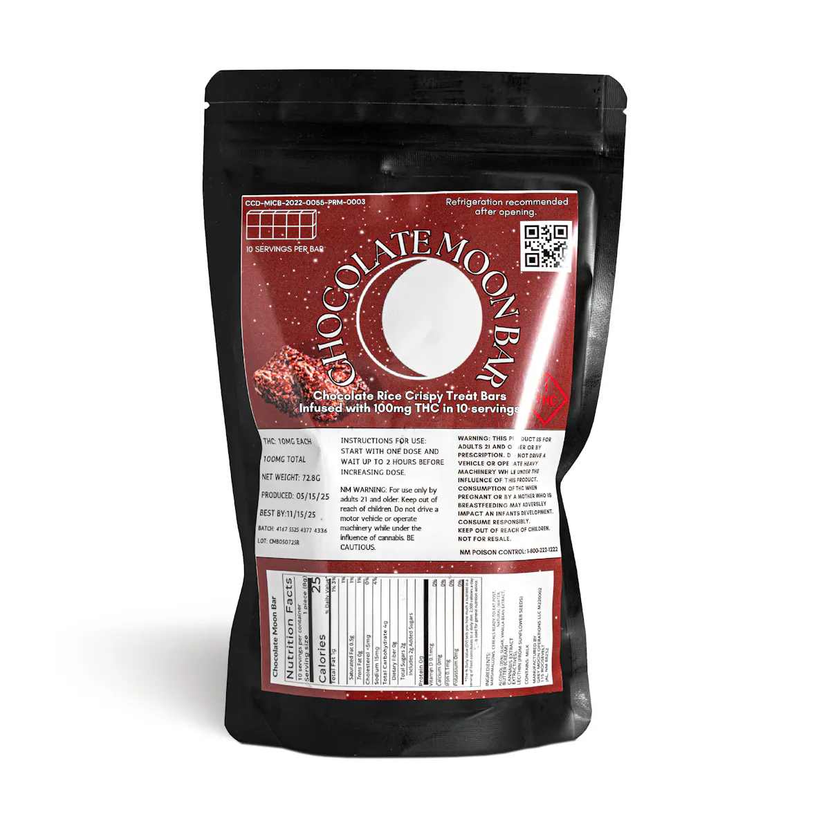 Chocolate Moon Rice Crispy Bar - 100mg - Dark Matter - Chocolate Moon ...