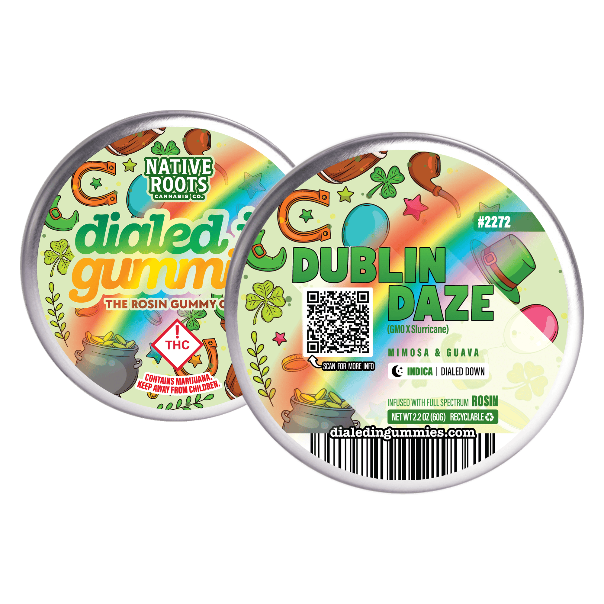 Dialed In Dublin Daze Live Rosin Gummies 100mg | Native Roots Cannabis