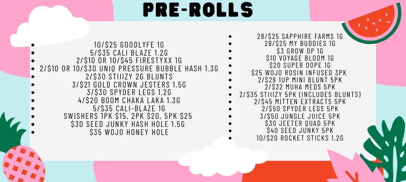 dispensary info open pickup menu recreational