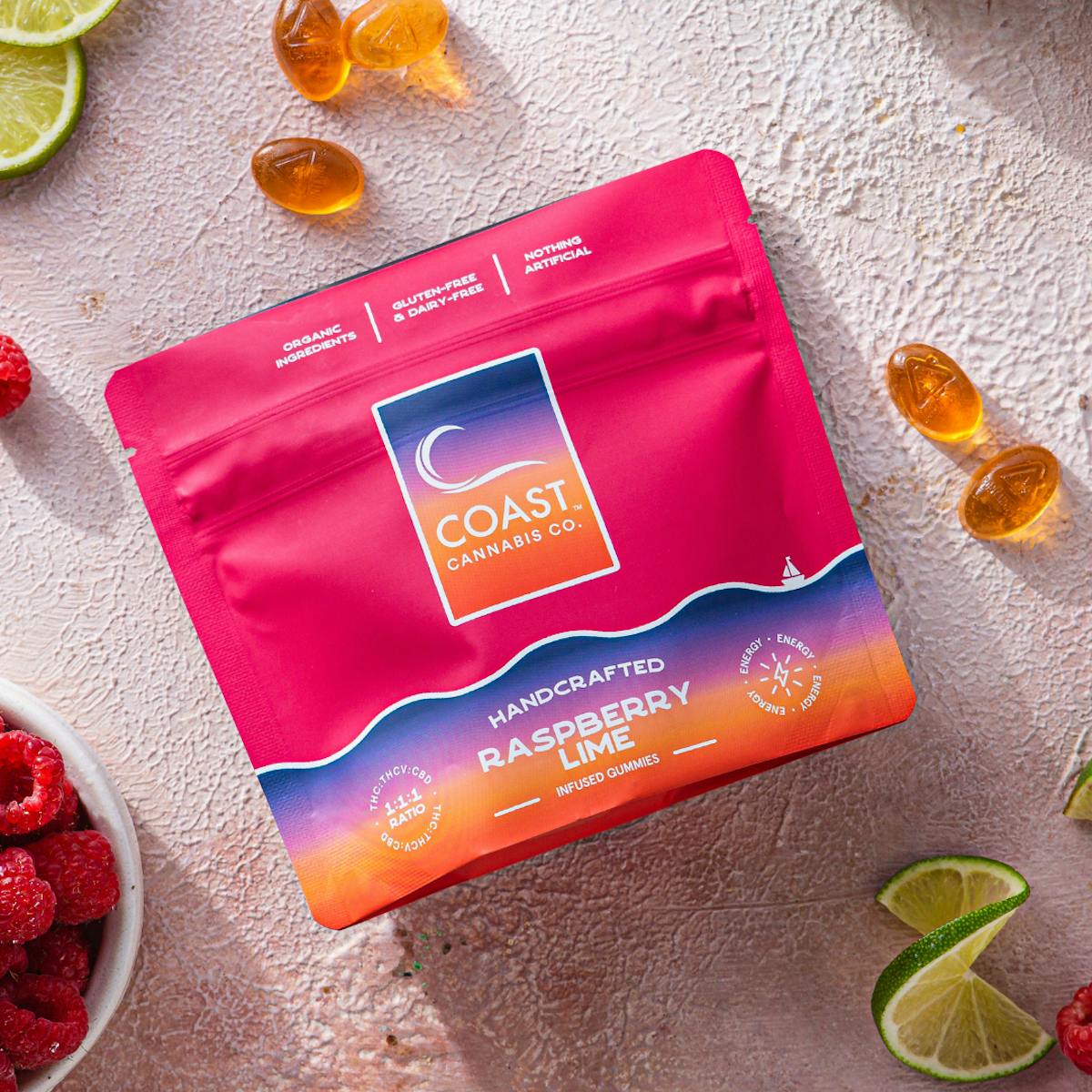 ENERGY | Raspberry Lime Gummies | 5mg THCV:5mg CBD: 5mg THC 100mg 5.5g ...