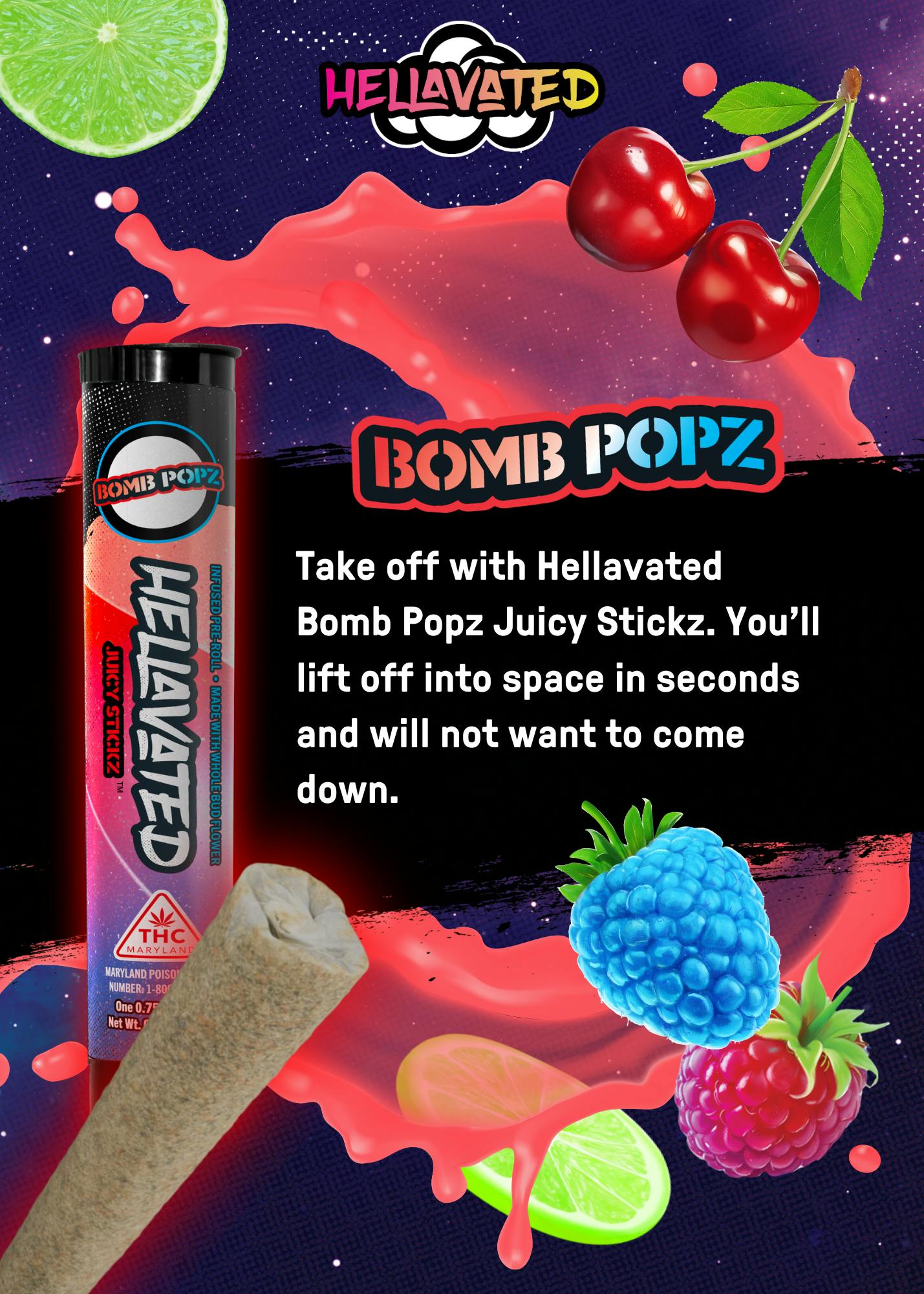 Shop Hellavated Bomb Popz Juicy Stickz Infused Pre-Roll | 0.75 g in ...