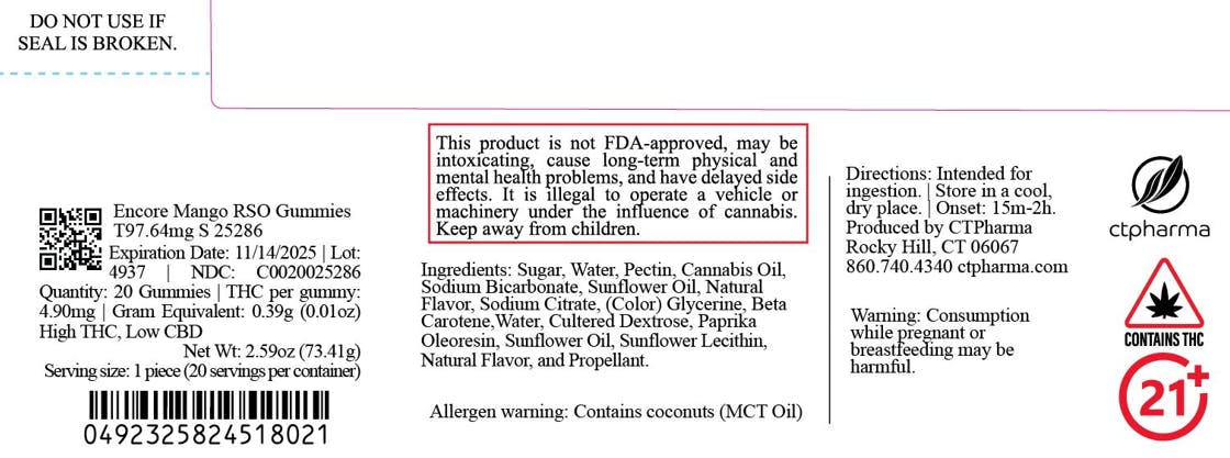 Encore Mango RSO Gummies T97.64mg S 25286 | Curaleaf