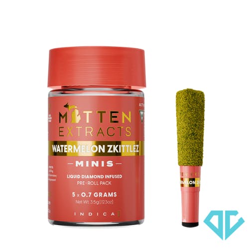 Mitten Extracts Watermelon Zkittlez Infused Pre-Roll .7g 5 Pack