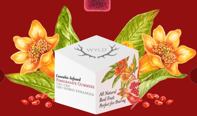 Wyld 100mg 1:1 THC:CBD POMEGRANATE Hybrid Gummies 10pk 40g Edibles | Wyld