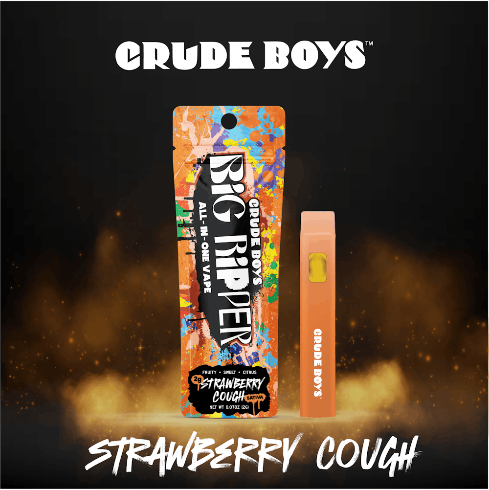Crude Boys Strawberry Cough (S) Disposable AIO Big Ripper | Vapes | 2g ...