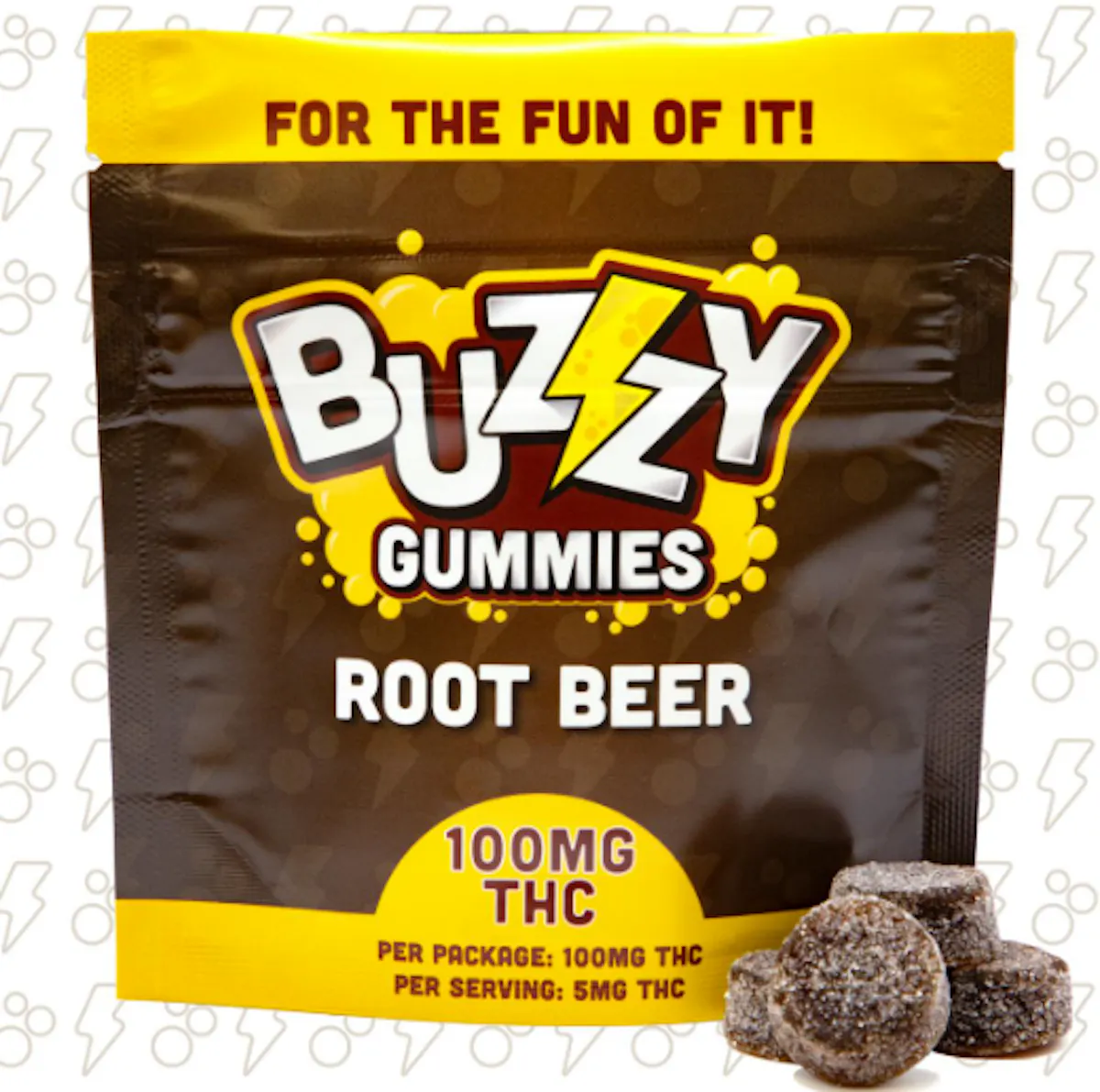 Root Beer (20pk) | Buzzy Gummies | 100mg 5.6g Edibles | Buzzy