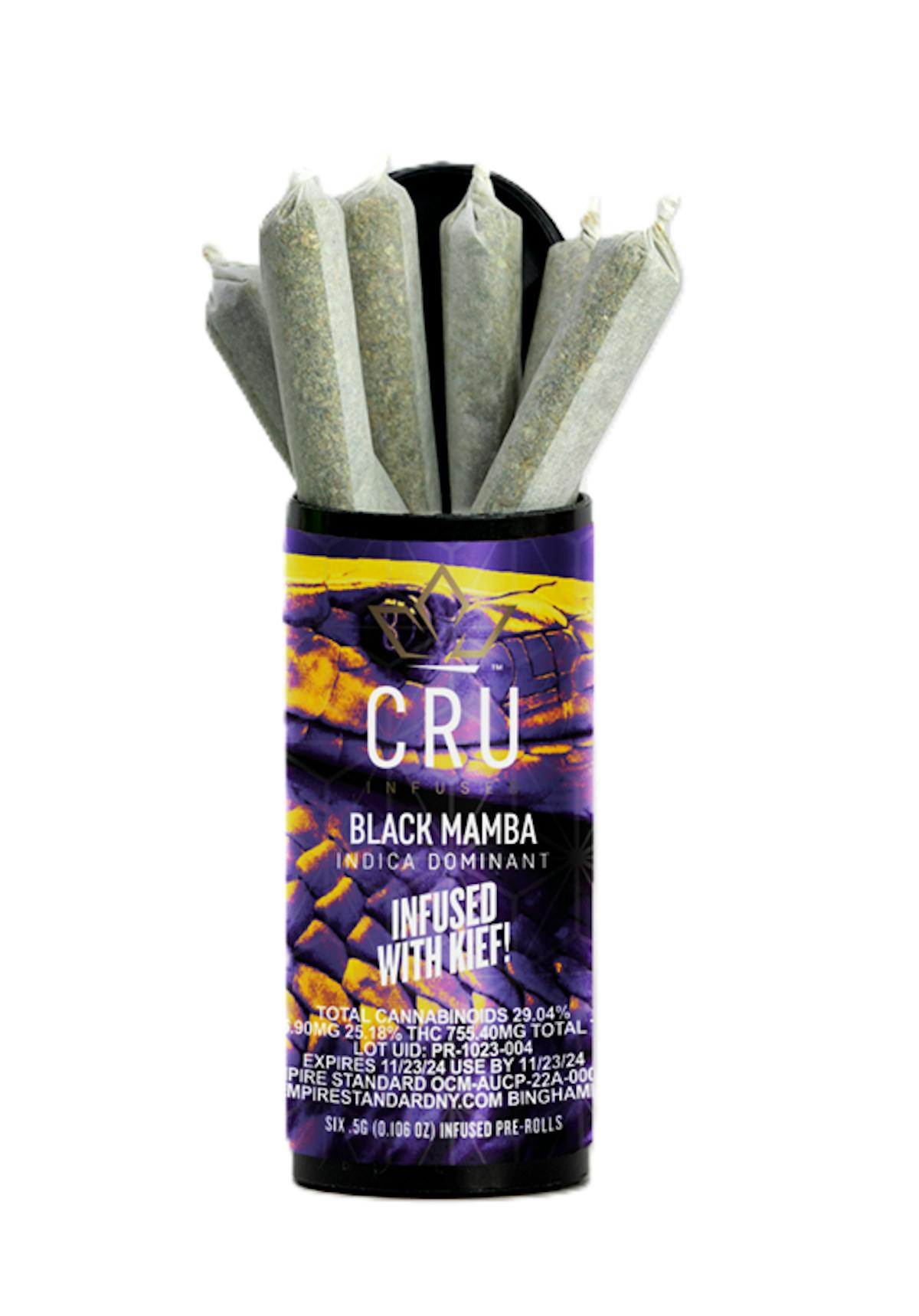 CRU | Black Mamba | Kief Infused Pre-Rolls 6×0.5g 3g Pre-rolls | CRU ...
