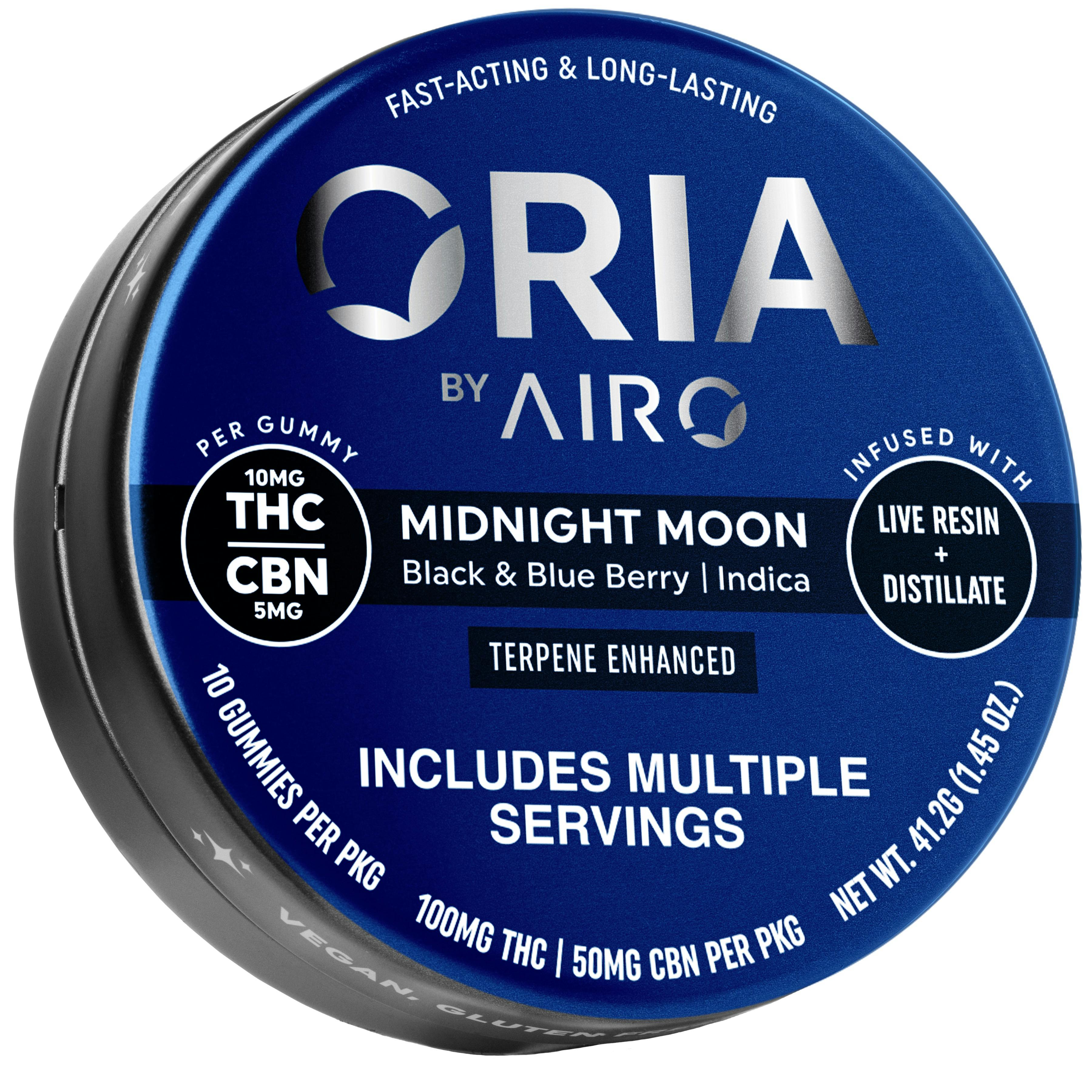 Oria (Airo) Midnight Moon - Indica 2:1 THC:CBN | Fast Acting Premium Gummies [10pk x 10mg ...