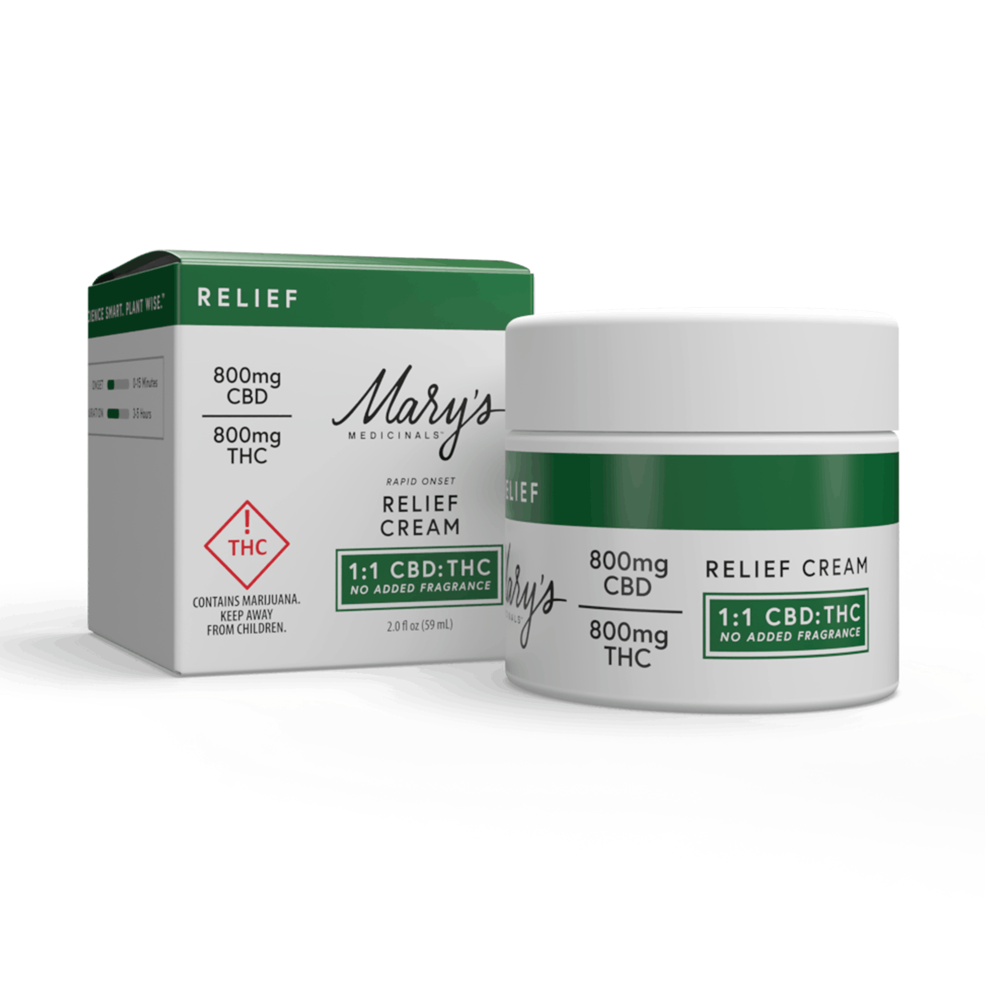 Mary's Medicinals Relief Cream 2oz 800mg THC/800mg CBD | Native Roots Cannabis
