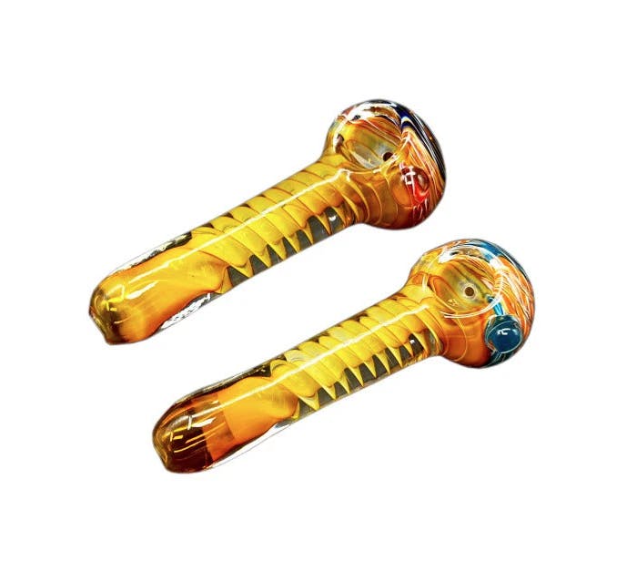 5" Yellow Spiral Hand Pipe - Assorted Designs Accessories - Berkley