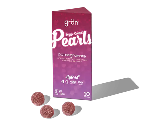 Grn Pomegranate Sugar Coated Pearls 4:1 (CBD:THC) 10mg 10pk | Sacred Bloom