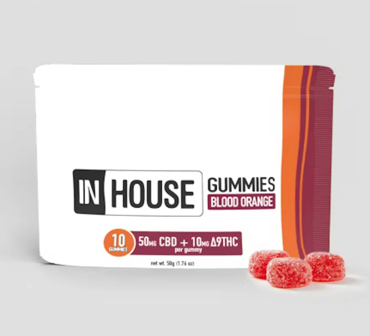 In House 5:1 Blood Orange Gummies 100mg 10pk (CBD:THC) .1g Edibles | In ...