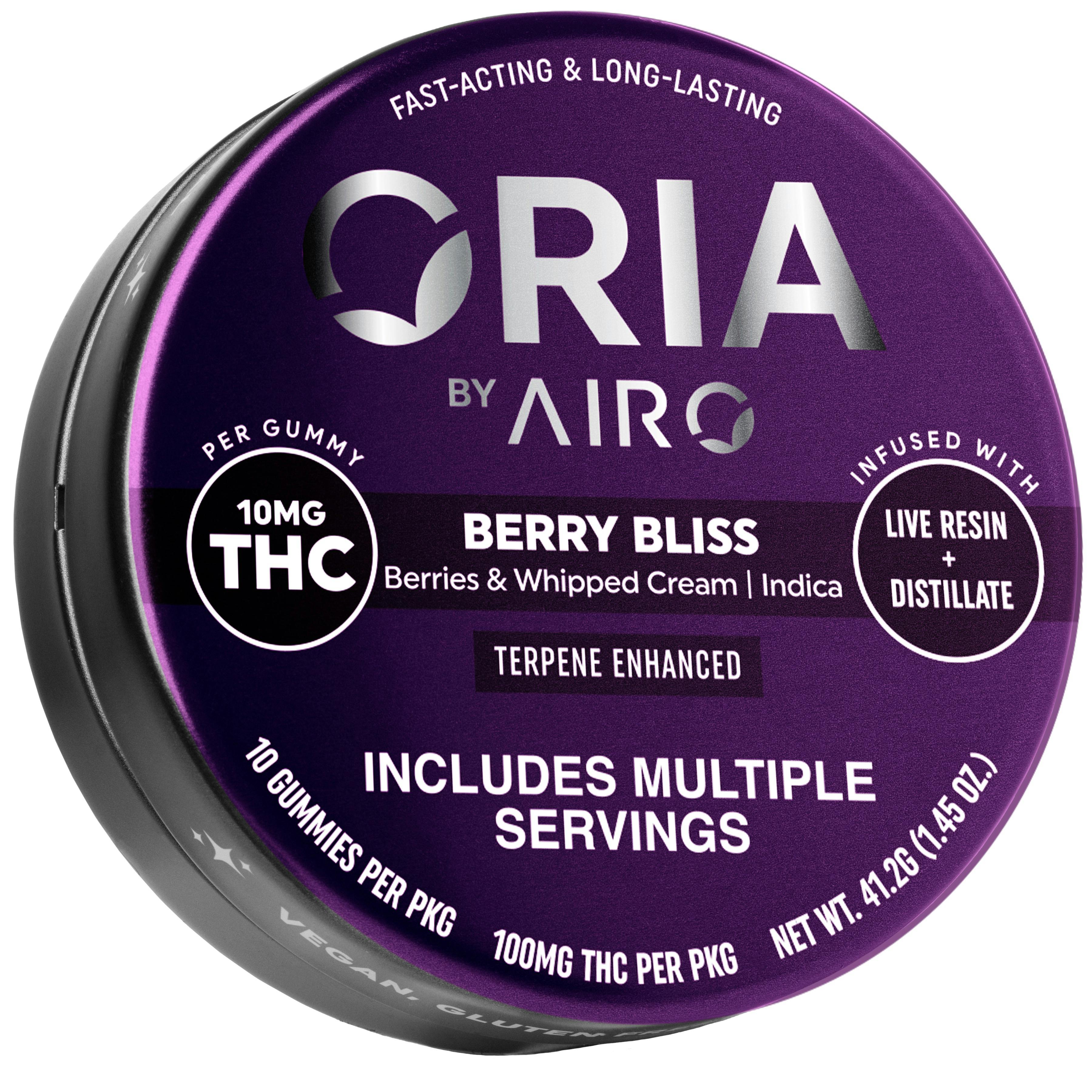Oria (Airo) Berry Bliss - Indica | Fast Acting Premium Gummies [10pk x 10mg] - Union Chill ...