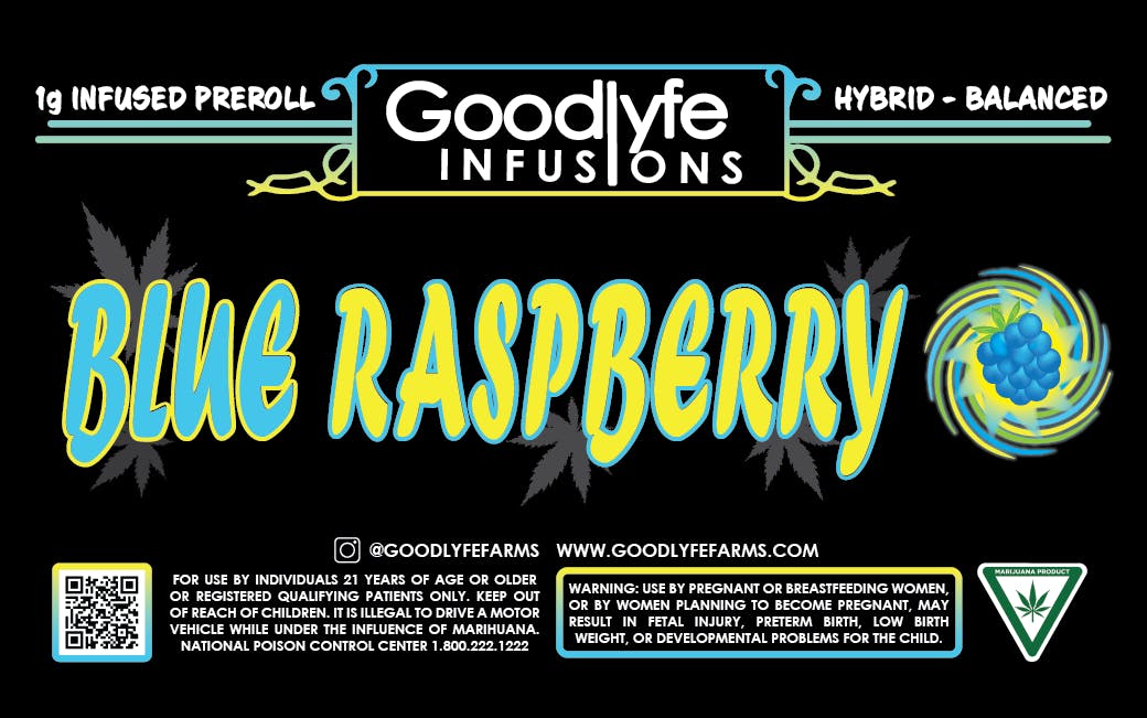 Blue raspberry 1g infused preroll | Skymint Flint