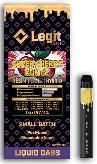 Super Cherry Runtz | Cured Resin | Post-Less Disposable | Legit Labs ...