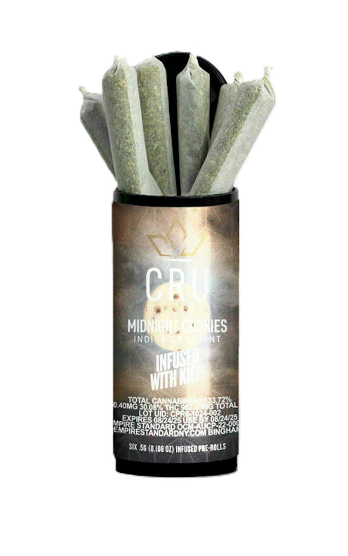 CRU | Midnight Cookies | Kief Infused Pre-Rolls 6×0.5g 3g Pre-rolls ...