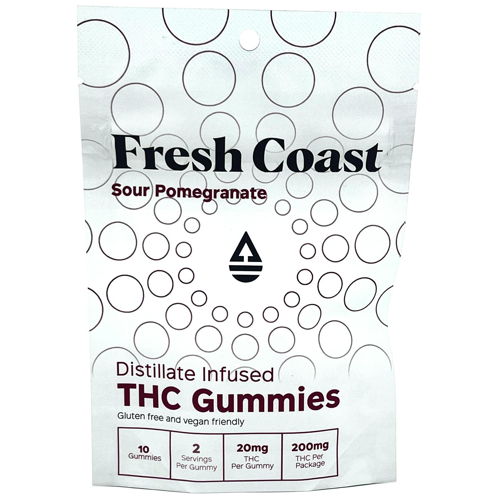 Fresh Coast | Sour Pomegranate Distillate Gummies | 200mg | Edibles ...
