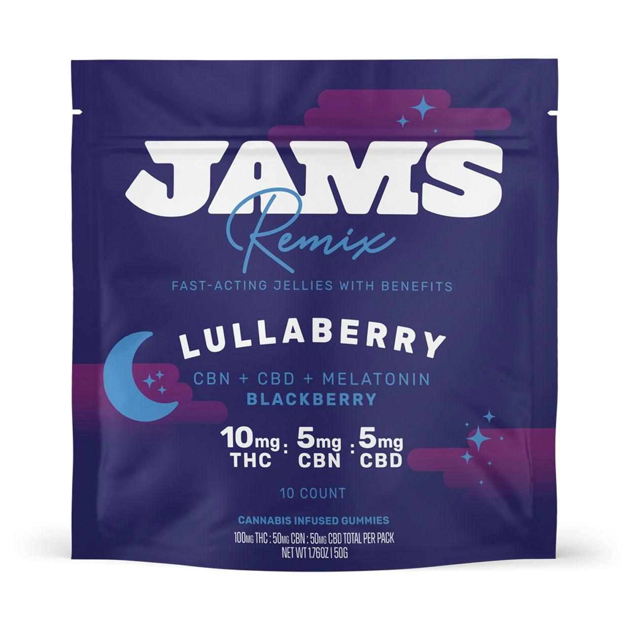 Shop JAMS Lullaberry 10:5:5 (THC:CBN:CBD) Jellies 10mg 10pk | 100mg in ...